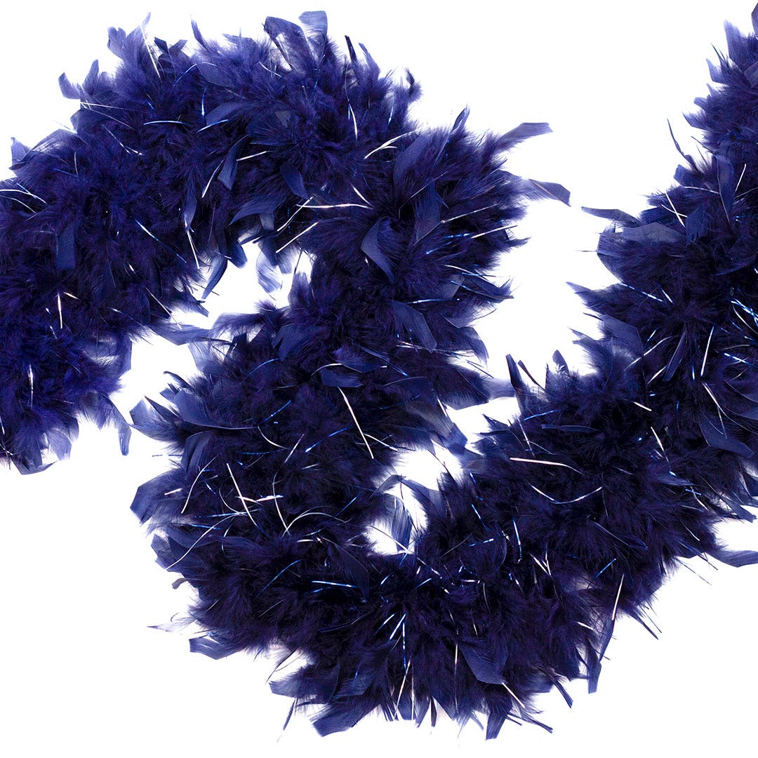 White Chandelle Feather Boa With Silver Lurex | Medium Weight Boa ...