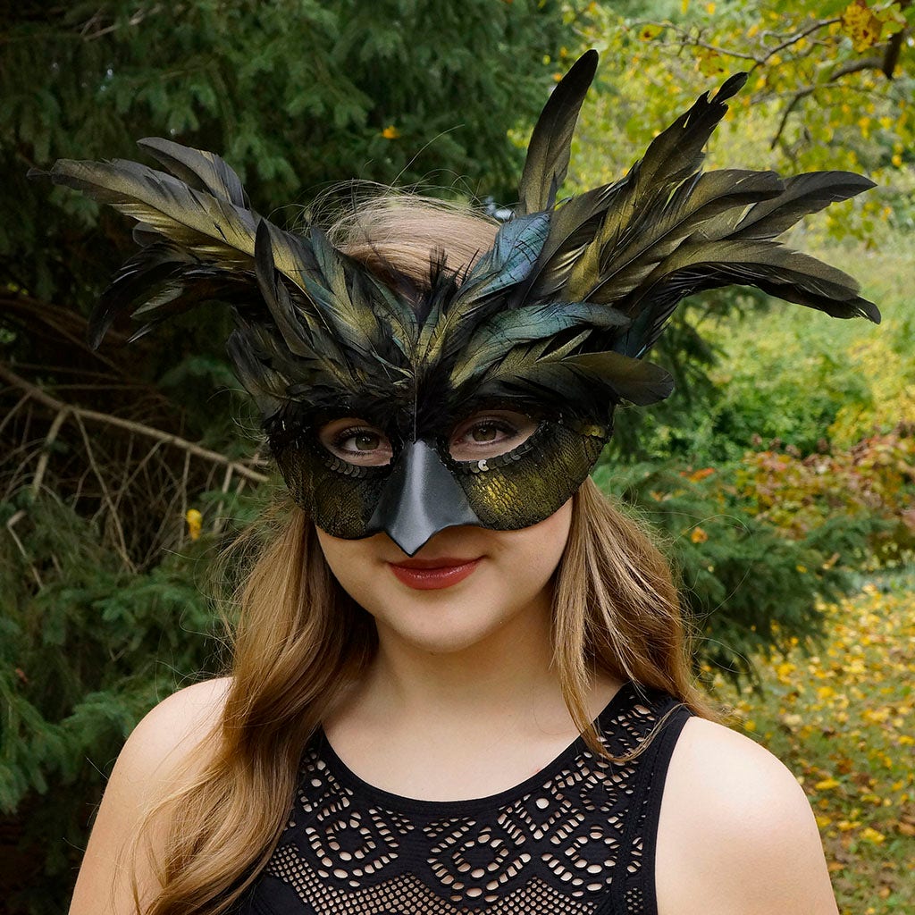 Dark Fey Mask - Evil Fairy Queen Masquerade Mask - Black and Gold Raven ...
