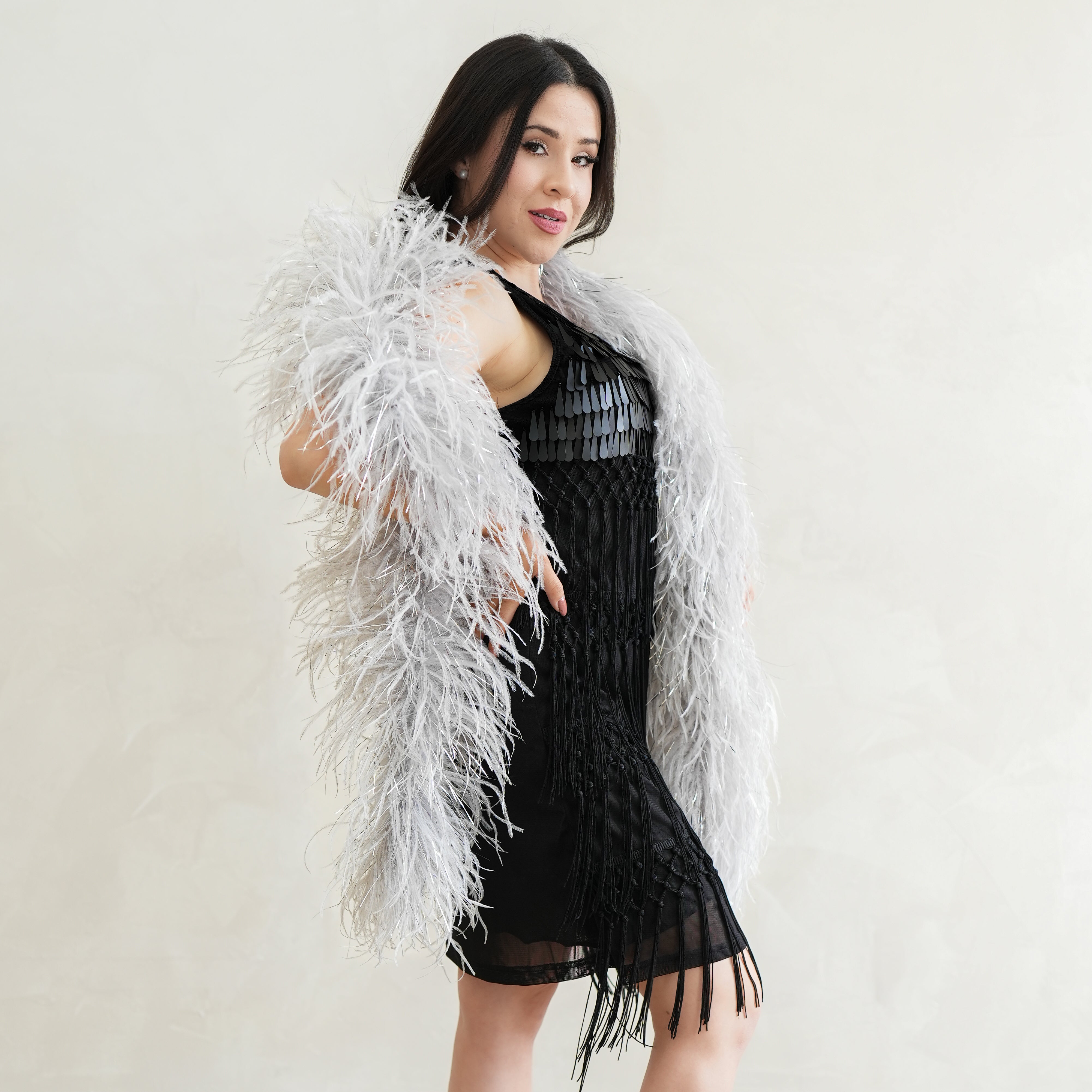 Silver Ostrich Feather Boa with Lurex 4 Ply | Zucker – Zucker Feather ...