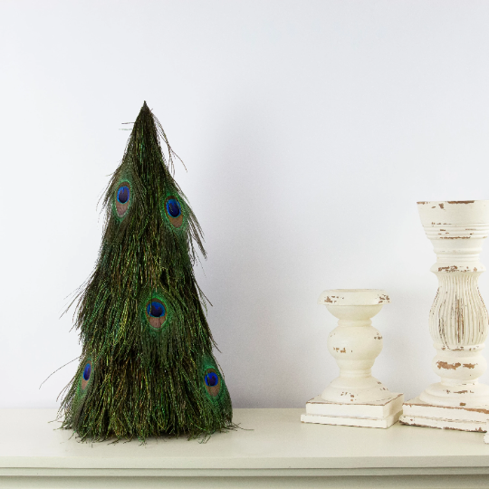 Peacock Flue 40" Tree w/Peacock Eyes ON WOOD Frame – Zucker Feather ...